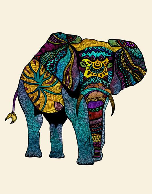 Poster Print 8x10 - Elephant Of Namibia Tribal Illustration - For Your ...